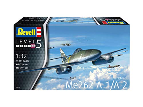Revell GmbH Revell 03875 3875 1:32 Me262 A-1 Jetfighter Plastic Model Kit, Multicolour, 1/32