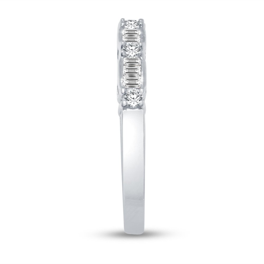 Size - 5 - Solid 925 Sterling Silver 3mm Baguette Cut Anniversary Ring Wedding Band CZ Cubic Zirconia 1/2 cttw.
