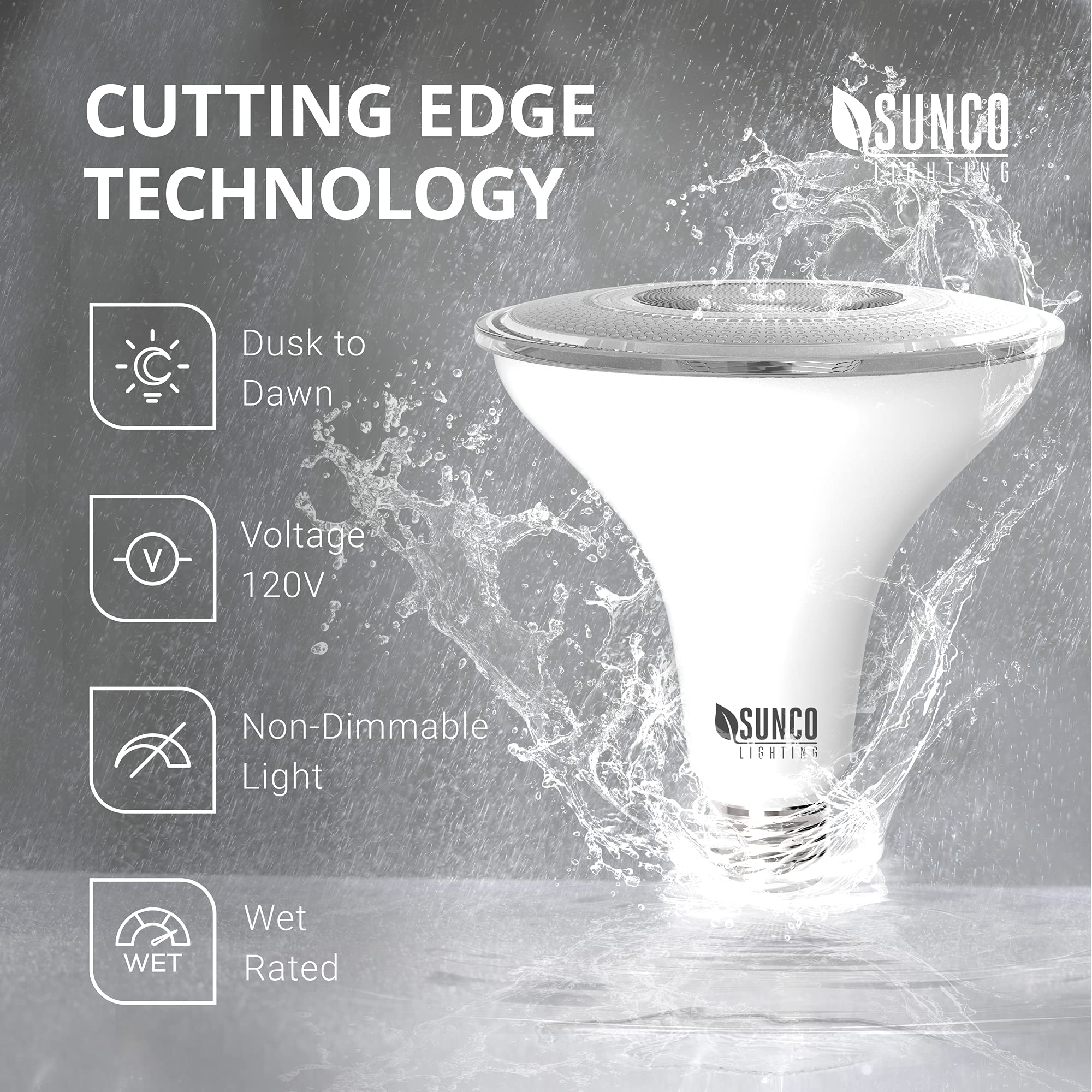 Sunco 4 Pack Outdoor LED Flood Light, 1250 LM, Waterproof PAR38 LED Bulb, Dusk to Dawn, 120W Equivalent 15W, Exterior, Wet-Rated, 2700K Soft White, E26 Base, UL