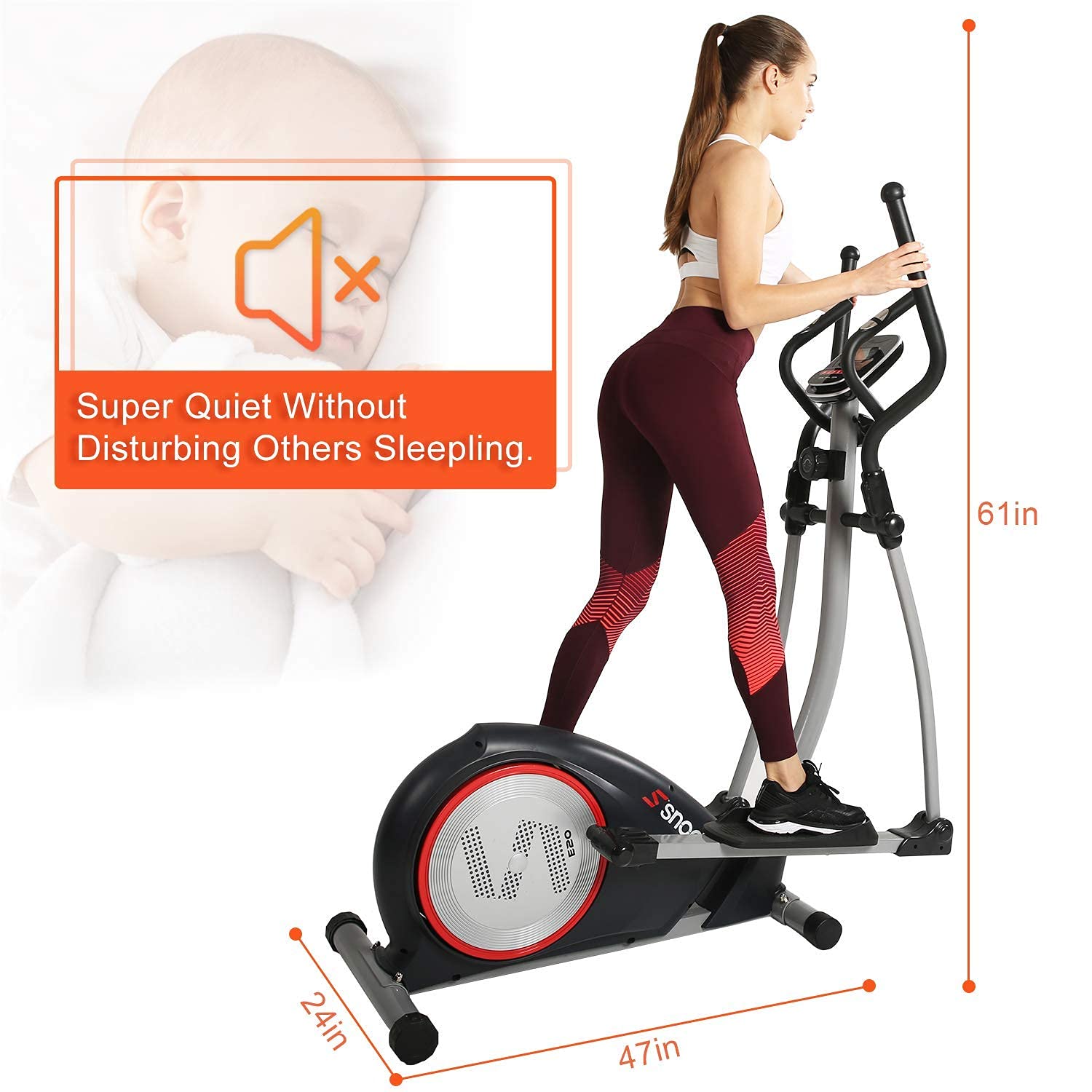 SNODE E20 Elliptical Exercise Machine, Eliptical Machine for Home Use with 8 Resistance Level & 22 lbs Flywheel, Magnetic Resist, 300lbs Weight Limit (E20)