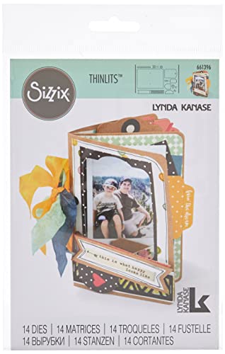 Sizzix, Multi Color, One Size Thinlits Die Set 661396, Mini Album by Lynda Kanase, 14 Pack