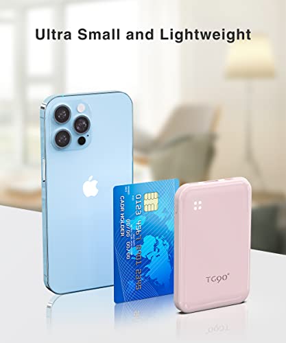TG90 4500mah Small Portable Power Bank Built-in Cable, Ultra Slim Portable Cell Phone Battery Pack Charger Compatible with iPhone 14/14 Pro/13/13 Pro Max/12/12 Pro Max/11/11 Pro Max/X/XS/SE/8 and More