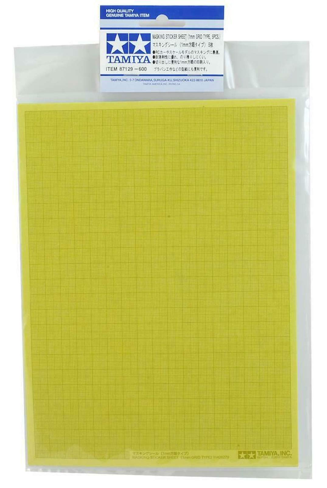 TAMIYA 87129-000 300087129 - Masking Film, 250 x 180 mm Grid, Pack of 5