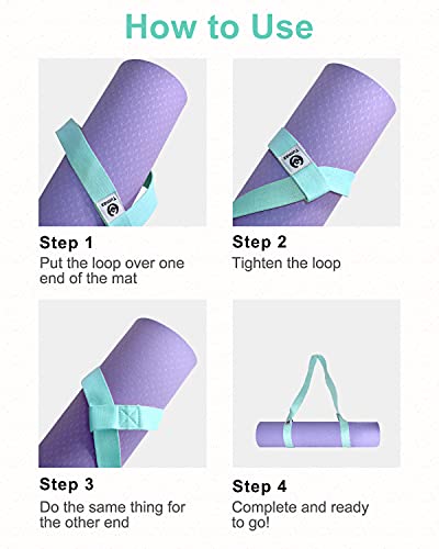 Tumaz Yoga Mat Strap [MAT NOT Included] (2 Sizes) with Extra Thick & Comfy Delicate Texture, Adjustable Yoga Mat Carrier