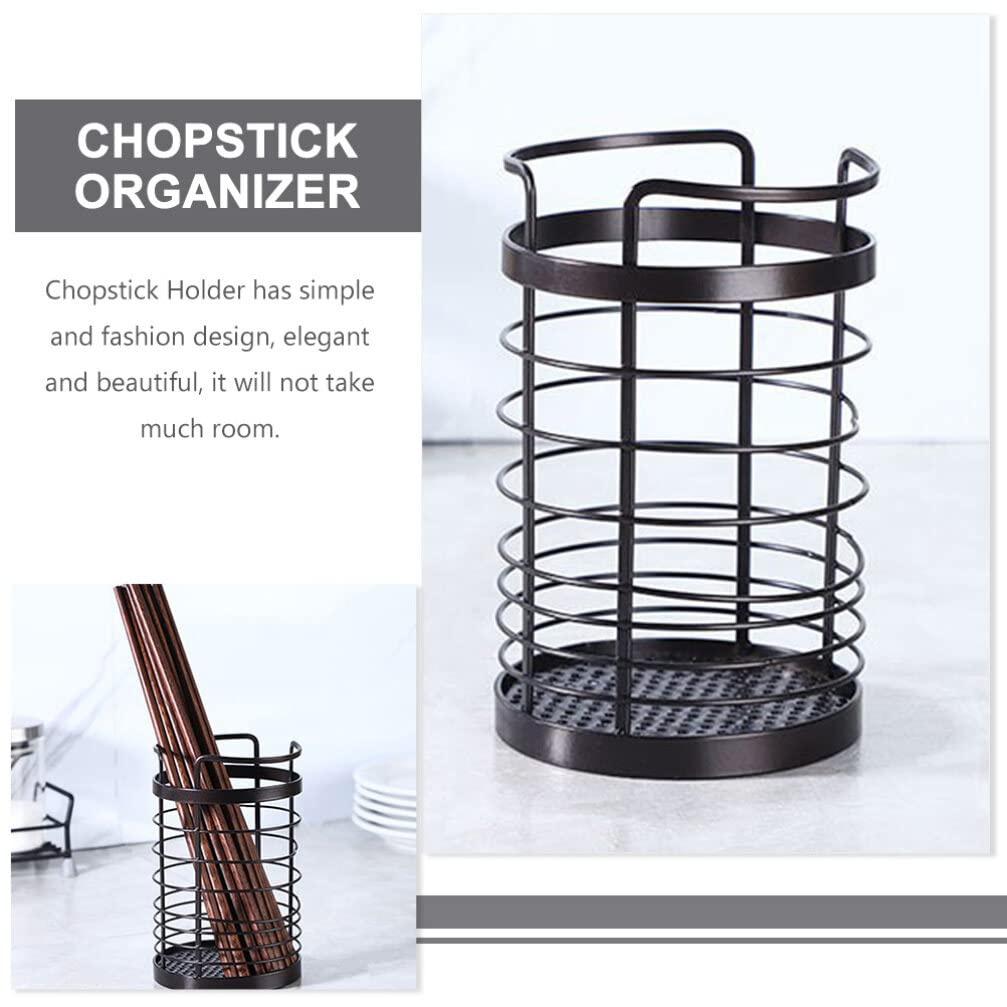 Yardwe round chopstick holder utensil basket silverware cutlery holder utensil holder kitchen tool dryer utensils sink basket home tools spoon holder iron Storage chopsticks cage