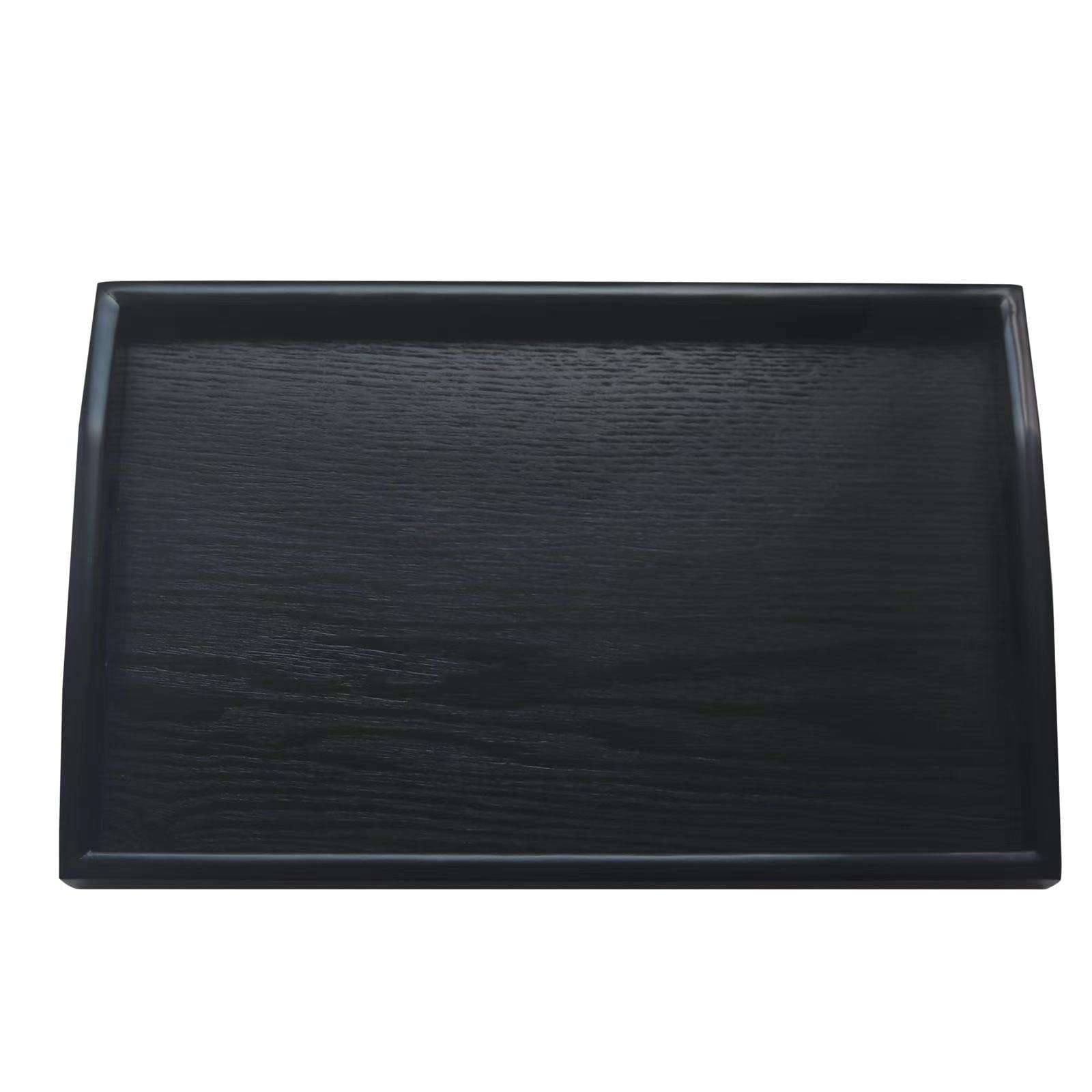 Solid Wood Serving Tray, Rectangle with Handle Hole Non-Slip Tea Coffee Snack Plate Food Meals Serving Tray with Raised Edges for Home Kitchen Restaurant(14.2 inchx9.1 inchx1.4inch)