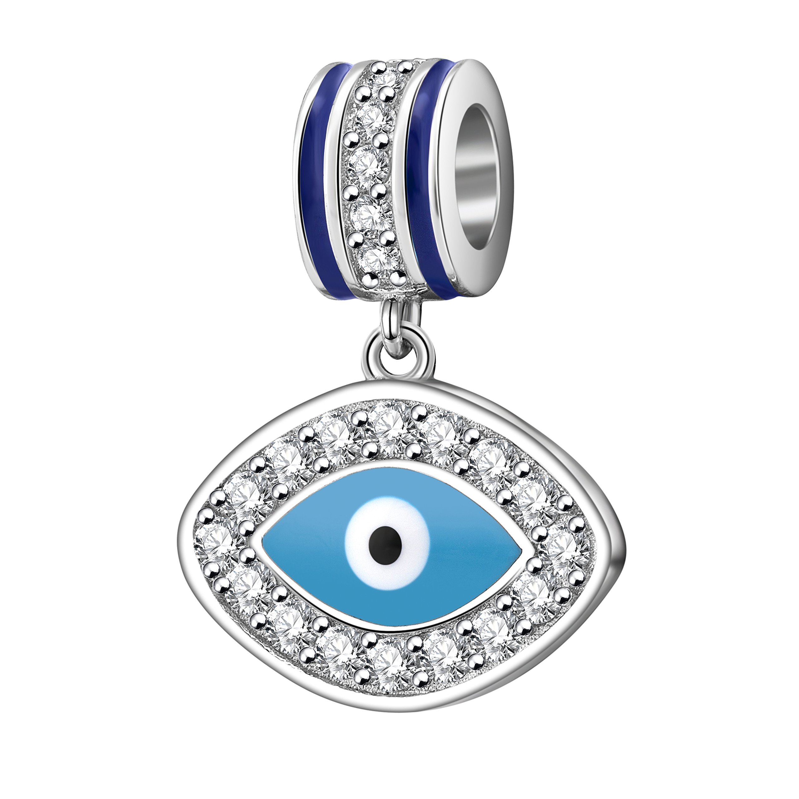 SOUKISS Evil Eye Charms 925 Sterling Silver Symbol of Insight Bead Lucky Charm for European Bracelet(C)