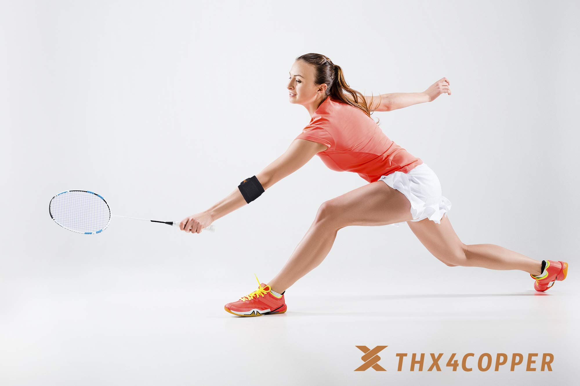 THX4COPPER Infused Adjustable Compression Tennis and Golfer Elbow Support Brace, with Pad for Muscle and Joint Pain Relief, Tendinitis, Carpal Tunnel Syndrome
