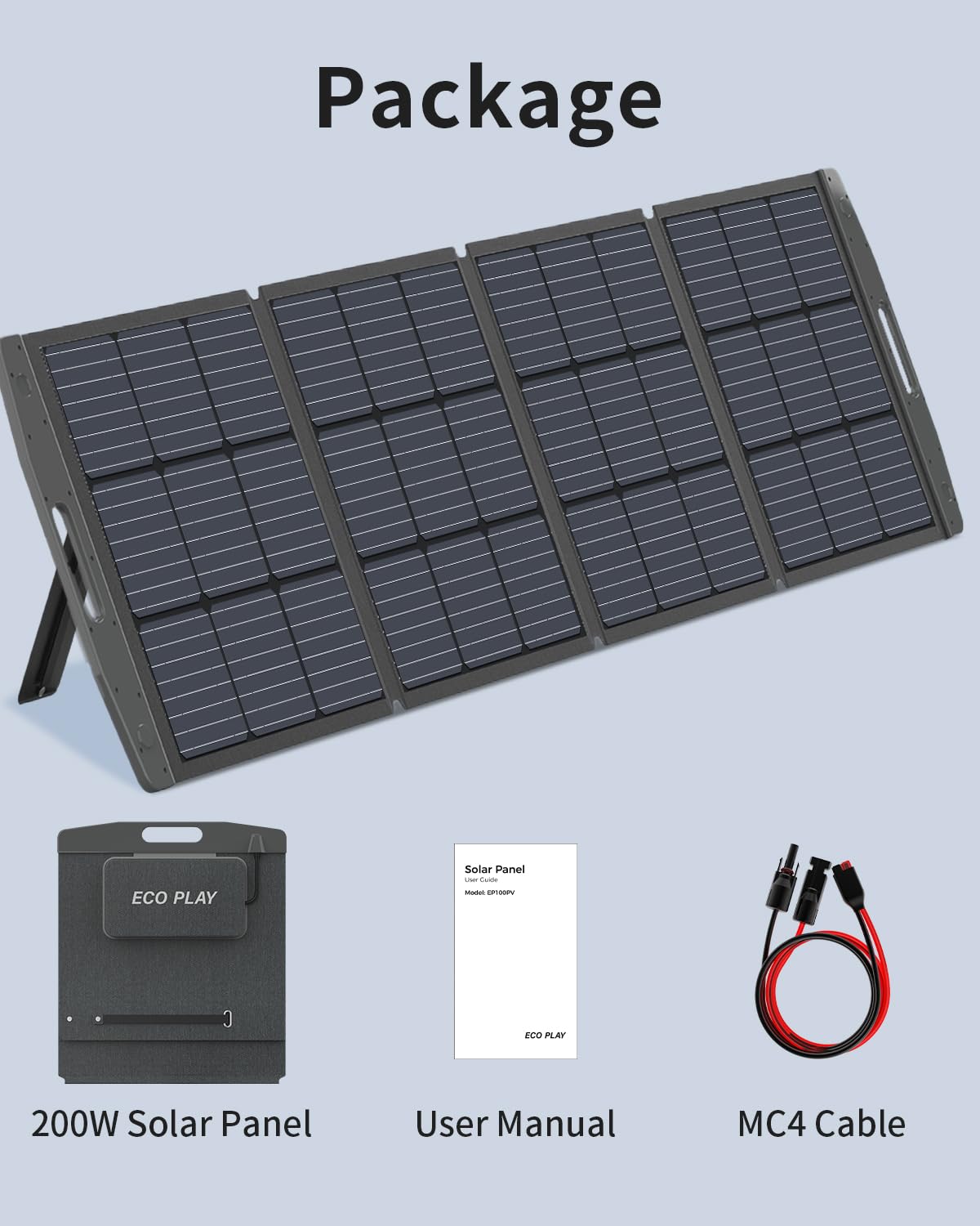 Solar Panel, Foldable Portable Solar Panel Battery Charger Kit with Adjustable Kickstand, Wire Storage Bag, MC4 Cable, IP67 Waterproof for Portable Power Station Camping Tent Home Off-Grid RV (200W)