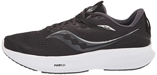 Saucony Men's Ride 15 Running Shoe, Black/Gum, 10.5