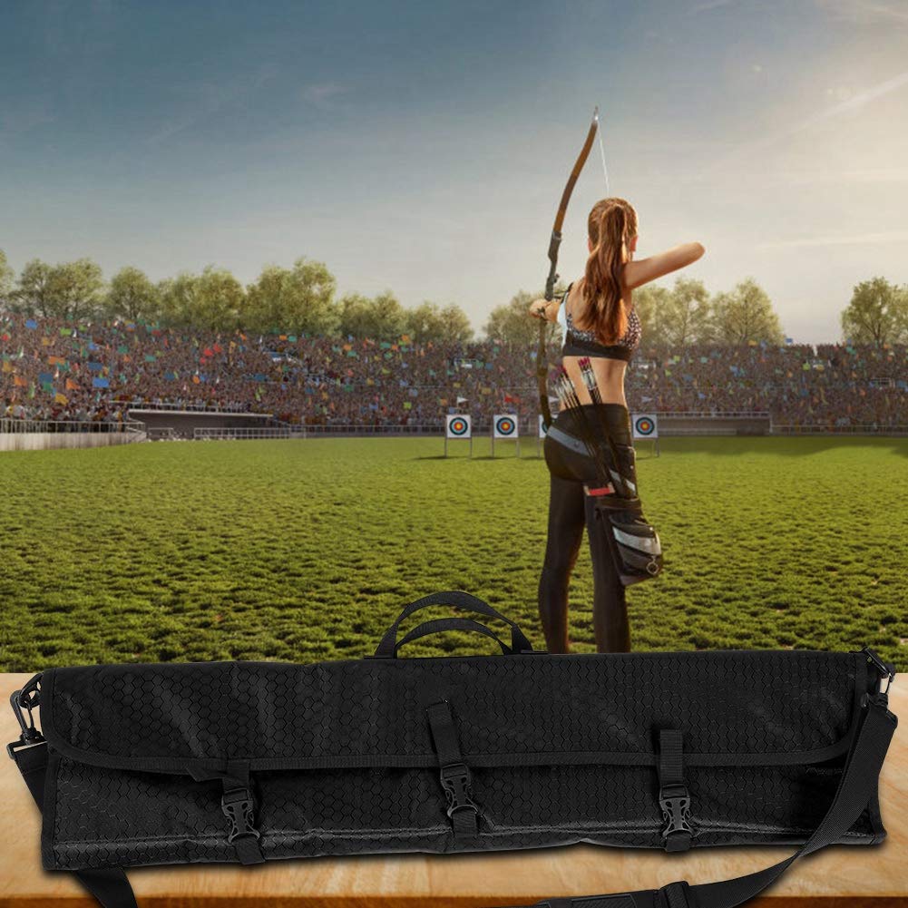 Tihebeyan Recurve Bow Case, Portable Lightweight Arrow Quiver Holder Shoulder Handle Carrying Bag Pouch Bow Target,Universal Take Down Bow Case (Black)