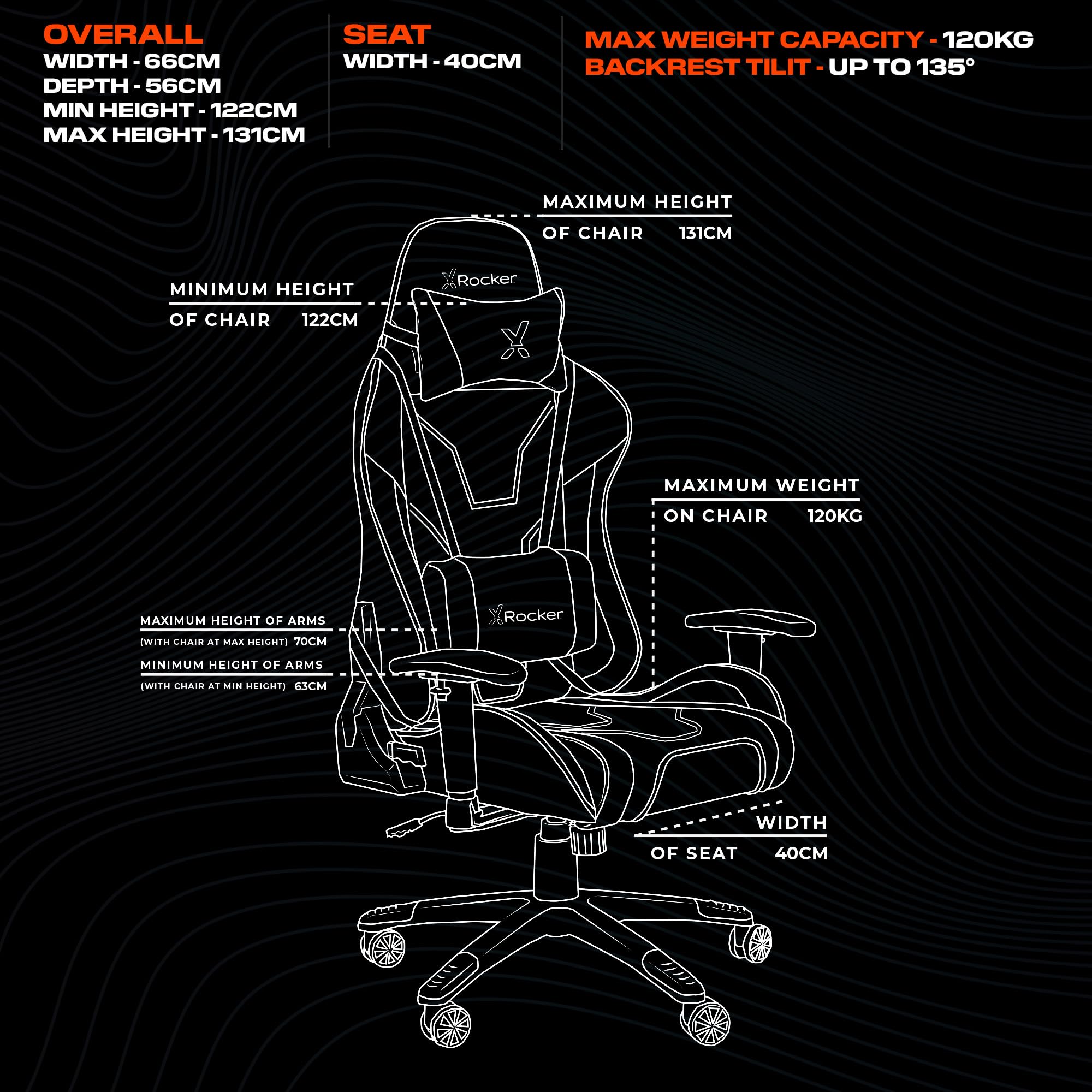 X-Rocker Agility Sport Esport Gaming Chair with Comfort Adjustability - Carbon Black
