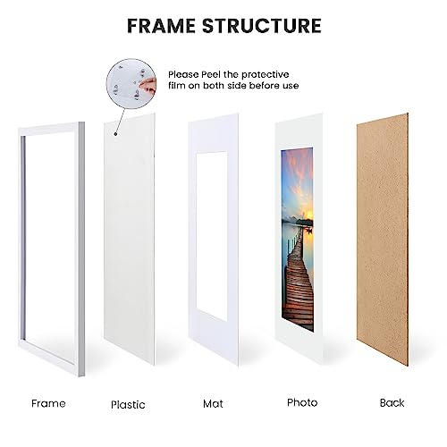 Sindcom 11x14 Picture Frame 3 Pack, Poster Frames with Detachable Mat for 8x10 Prints, Horizontal and Vertical Hanging Hooks for Wall Mounting, White Photo Frame for Gallery Home Décor