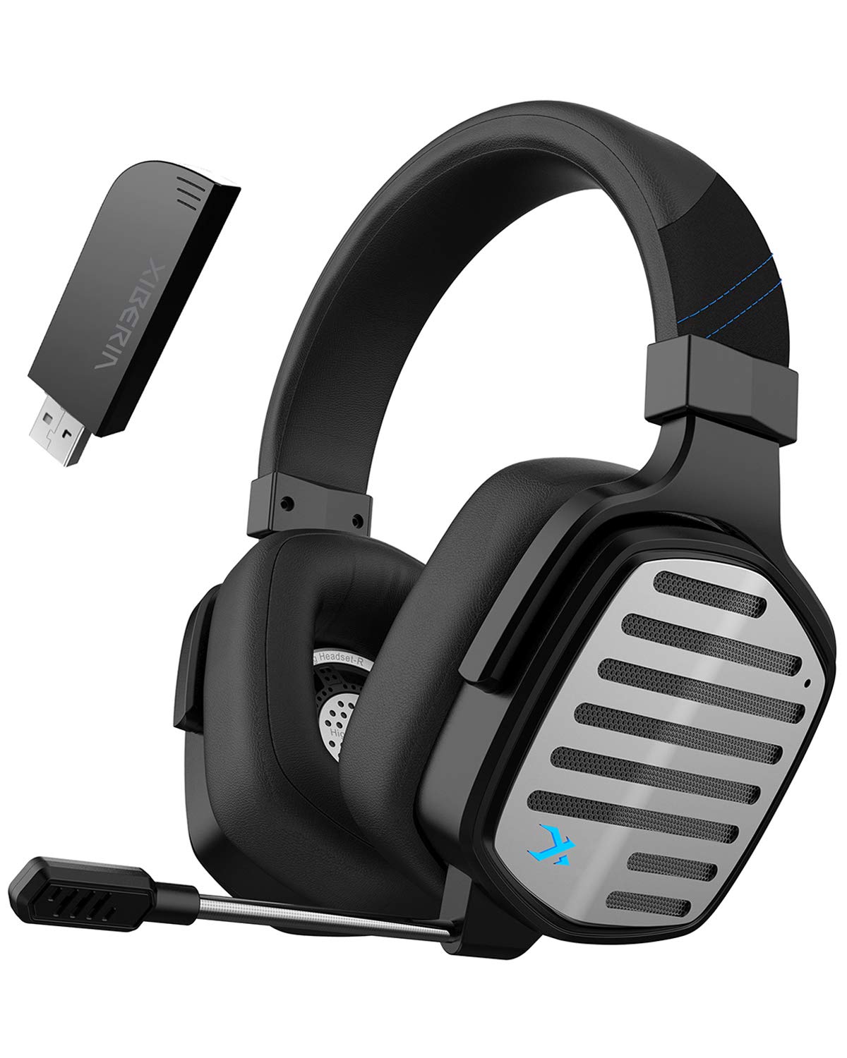 XIBERIA G02 Wireless Gaming Headset with Detachable Unidirectional Microphone Compatible for PC,PS4,PS5,2.4GHz Ultra-Low Latency,Noise Cancelling MIC,Memory Foam Earmuffs(Wired Mode for Xbox One)