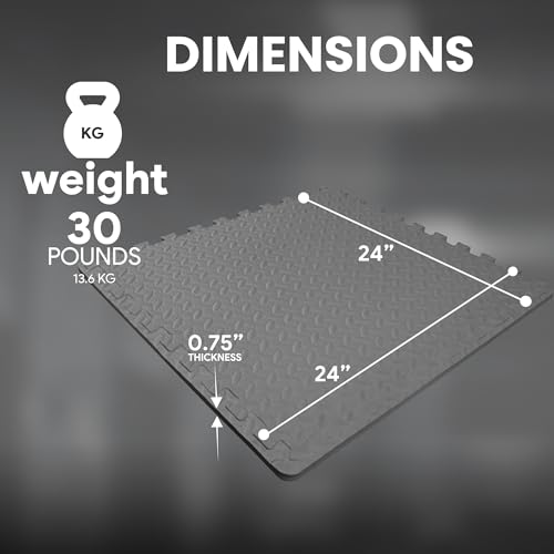 Signature Fitness Puzzle Exercise Mat with EVA Foam Interlocking Tiles for MMA, Exercise, Gymnastics and Home Gym Protective Flooring, 3/4" Thick, 96 Square Feet, Gray