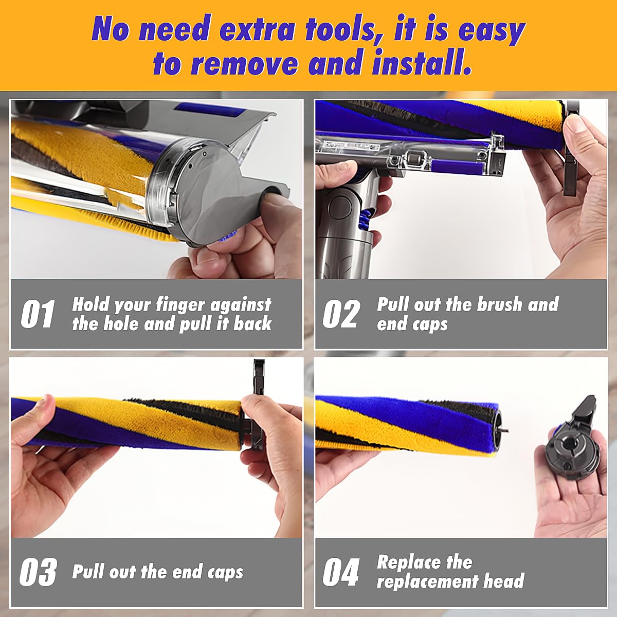 Soft Roller Brush Replacement Compatible with Dyson V8 Slim V10 Slim V12 Detect Slim V15 Detect Slim, Roll Bar Vacuum Attachments Cordless Vacuum Cleaner Head Brushroll Cleaner Part No.971634-01