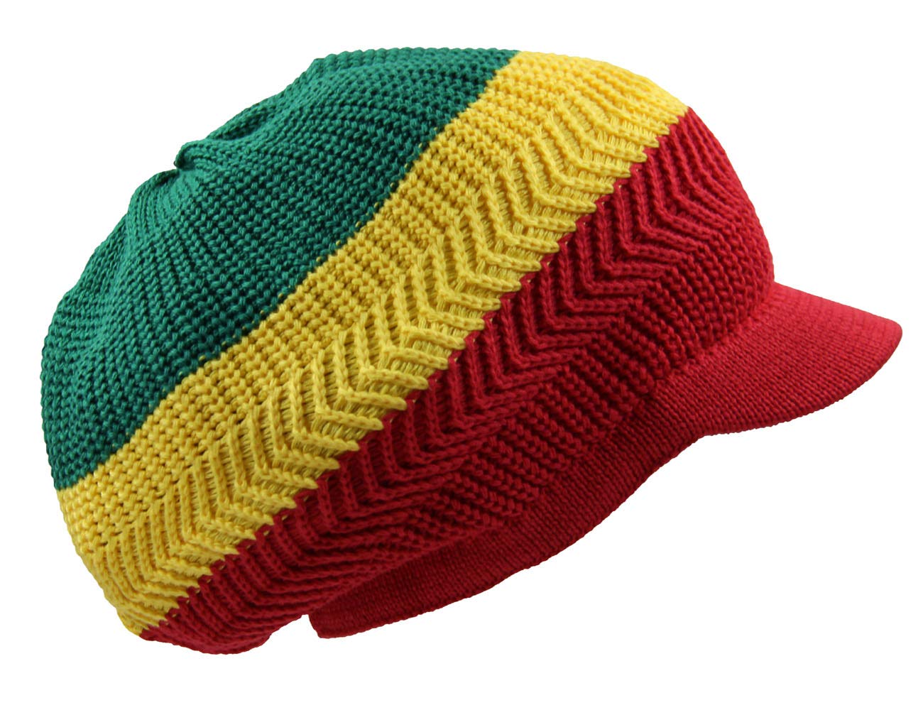 RW Knitted Cotton Rasta Slouchy Beanie Visor (Black)