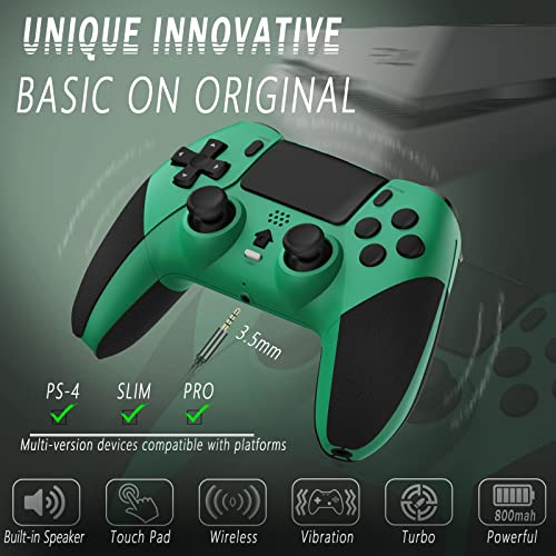 TERIOS Wireless Pro Controller Compatible with PS4 /PS4 Pro/PS4 Slim Console, Gaming Remote with Built-in 800mAh Rechargeable Battery/Precise Joystick/Audio/Turbo/Advanced Buttons Programming (Green)