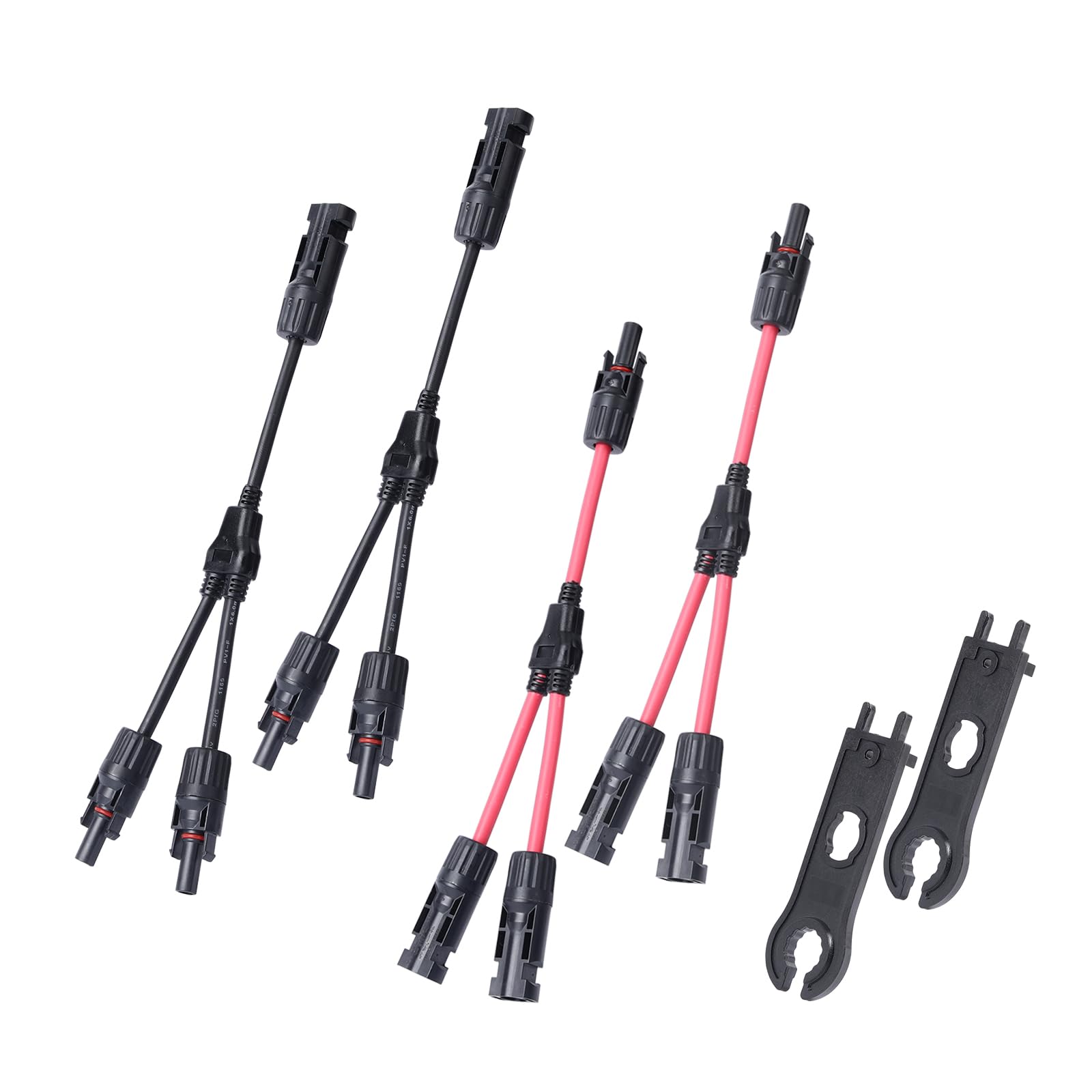 Solar Y Branch Connectors 40A, Solar Connectors with a Spanner, Solar Cable Parallel Adaptor Wire Plug Tool Kit for Solar Panel (2*M/FF+2*F/MM+ 2 Spanners)