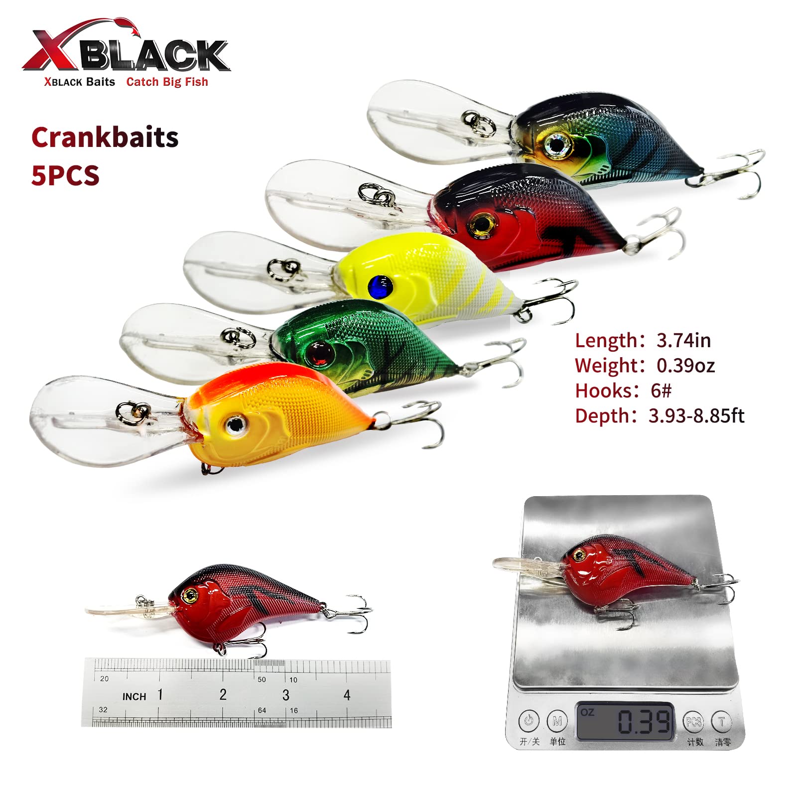 XBLACK Hard Fishing Lures Set 20PCS Mixed Minnow Crankbaits for Beginner Starter, XBLACK Baits, Catch Big Fish!
