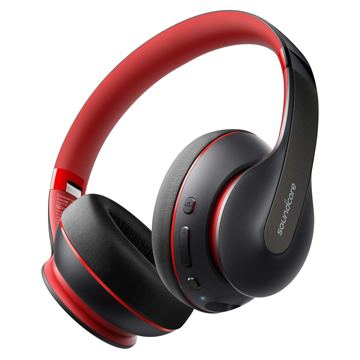 Soundcore Anker Life Q10 Wireless Bluetooth Headphones, Over Ear, Foldable, Hi-Res Certified Sound, 60-Hour Playtime, Fast USB-C Charging, Deep Bass, Aux Input, Online Class, Home Office (Black/Red)