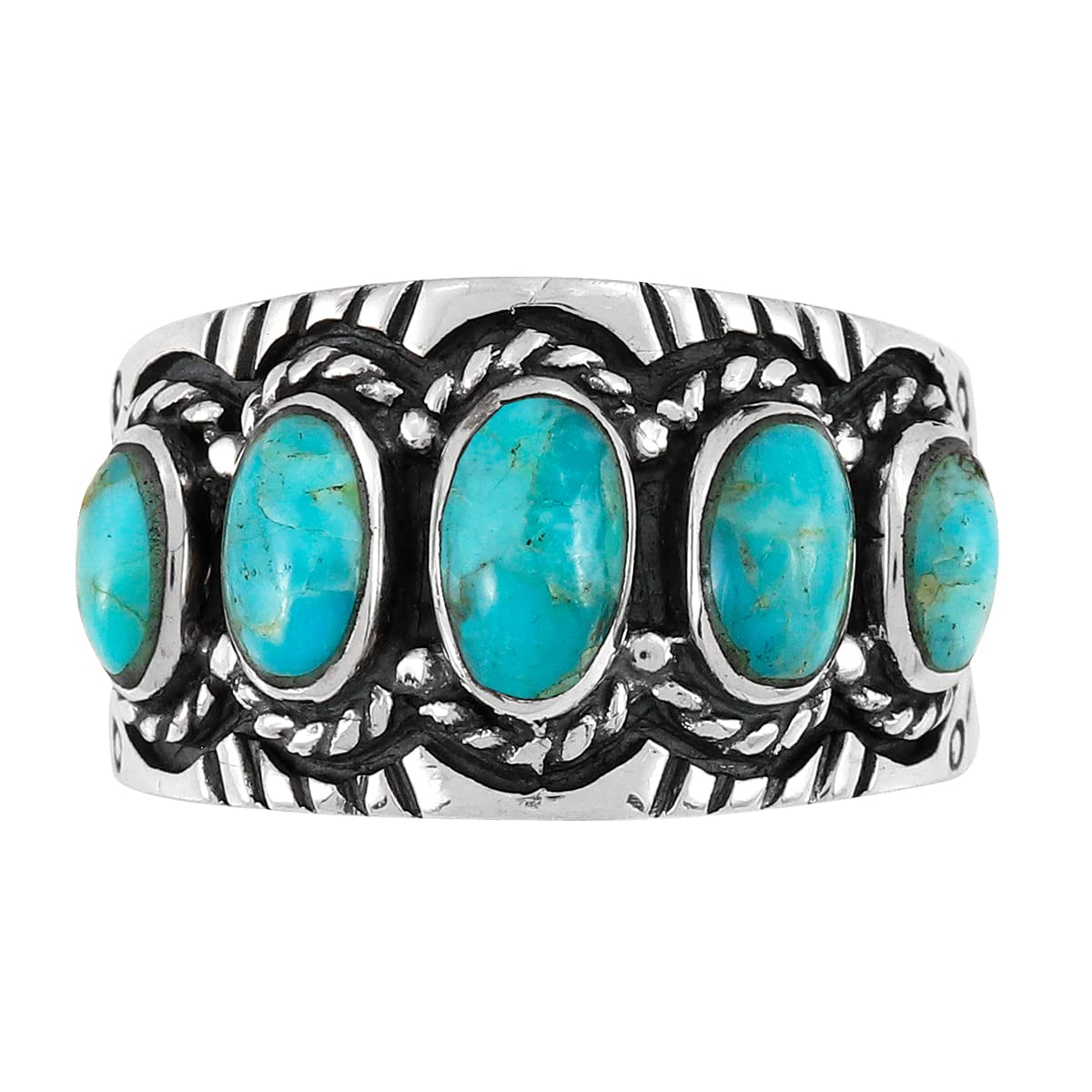 Sterling Silver Gemstone Ring with Genuine Turquoise (SELECT color) (Turquoise, 8)