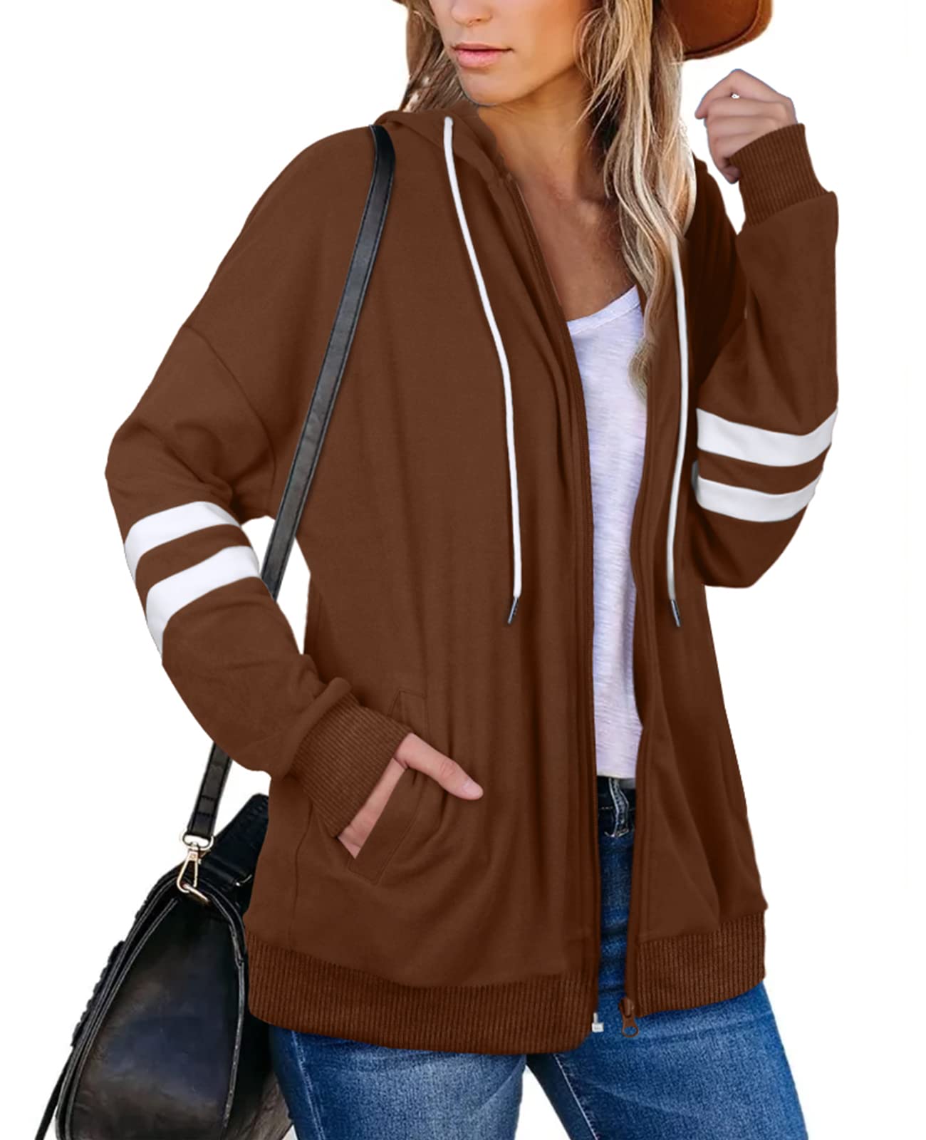 XIEERDUO Sweatshirts for Women Zip Up Casual Oversized Fall Hoodies with Pockets Green XXL