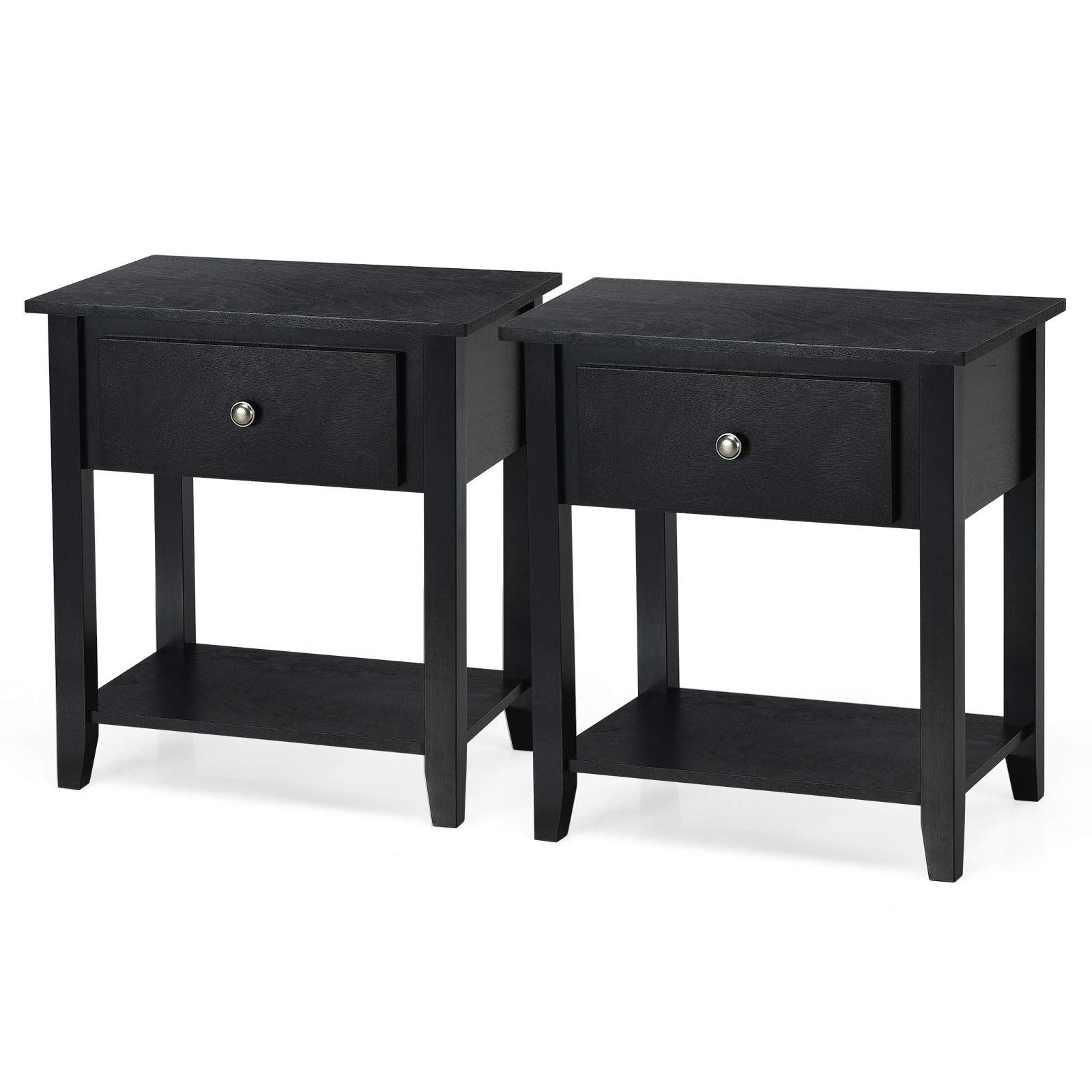 Tangkula End Table with Drawer, Nightstand w/Drawer and Storage Shelf, Beside Sofa Table for Home Bedroom Living Room, Chest Sofa Side Bedside Storage End Table, Accent Table with Open Shelf