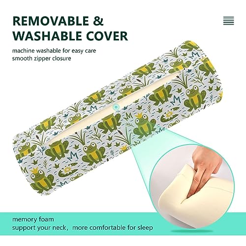 Vnurnrn Funny Frogs Neck Support Pillow Round Neck Roll Bolster Cylinder Pillow Cervical Pillows Memory Foam Pillow for Leg Knee Back Head Support for Gifts Camp Study Work