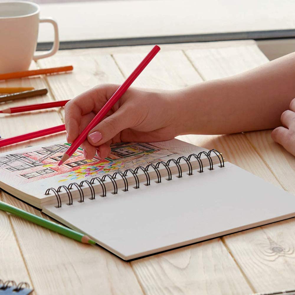 Tavolozza 8.5"x5.5" Sketch Book, Pack of 2, 100 Sheets Each (68 lb/100gsm), Double-Sided Hardbound, Spiral Sketch Pad, Durable Acid Free Drawing Paper