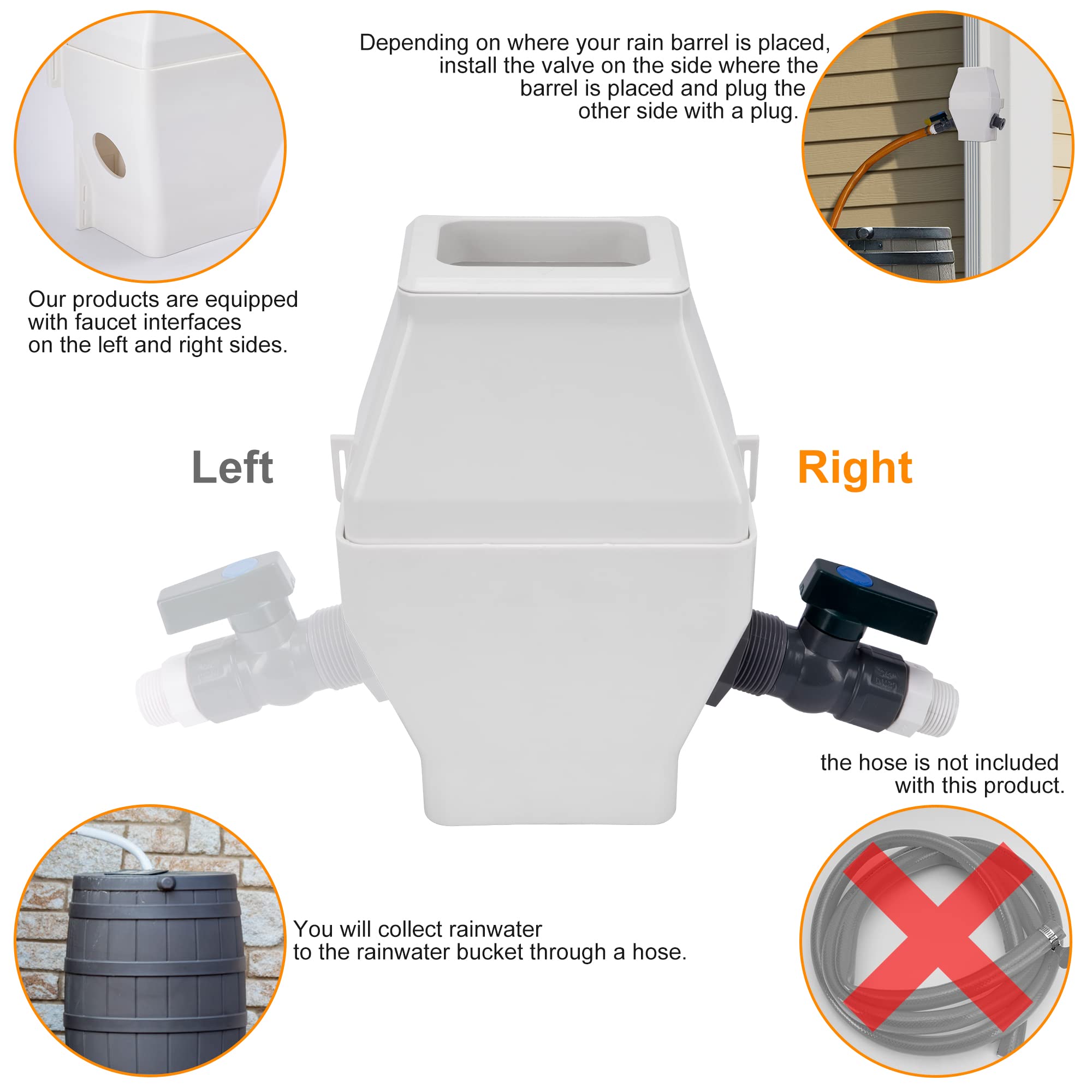 Tintsabo Rain Barrel Diverter Kit, Rainwater Collection System with Rain Barrel Spigot, Rain Barrel Diverter Fits for 2x3 or 3x4 Inch Downspout Diverter, Filtering Large Debris