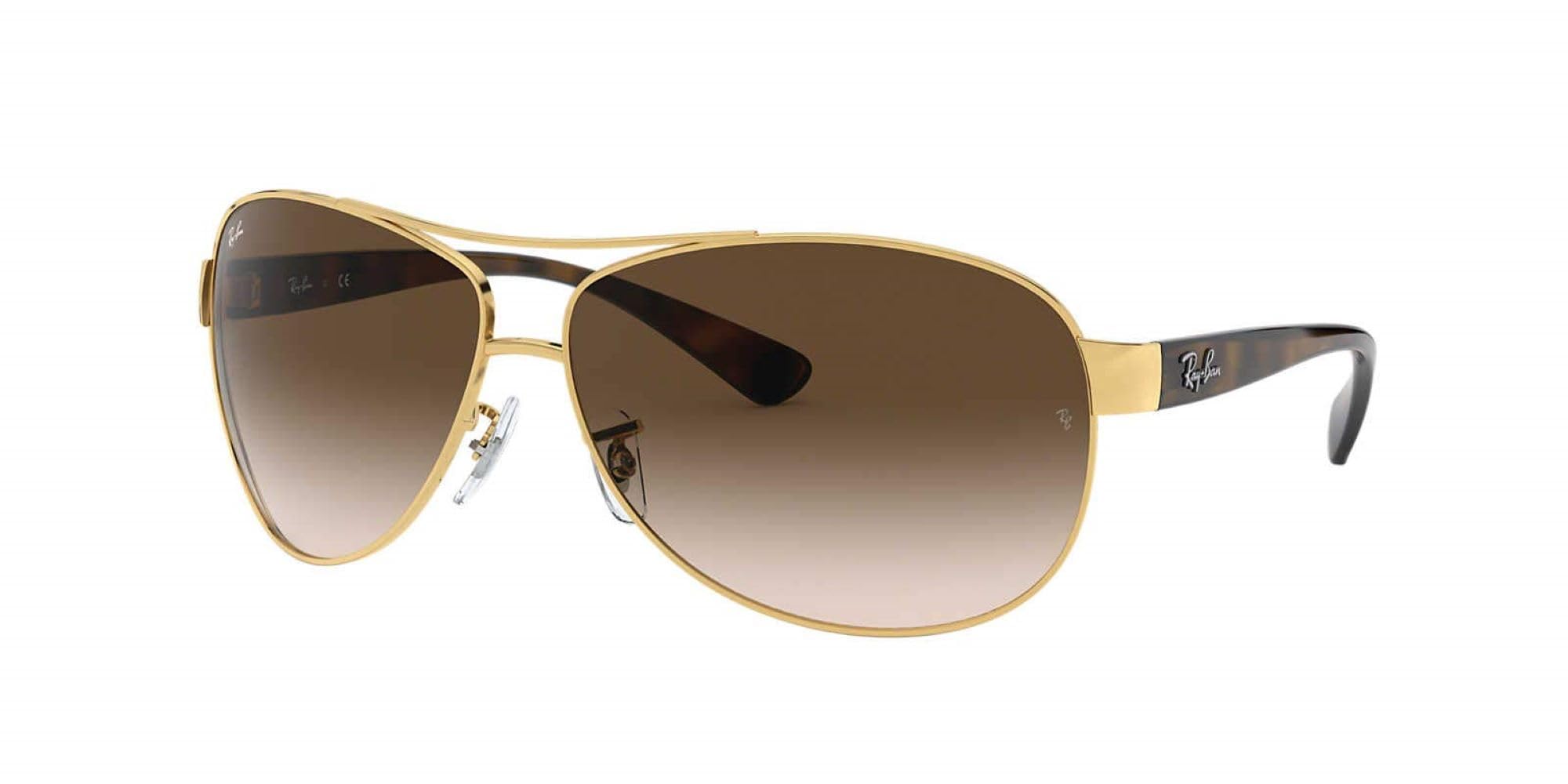Ray-Ban Men's RB3386 Aviator Sunglasses, Gold/Brown Gradient Dark Brown, 63 mm