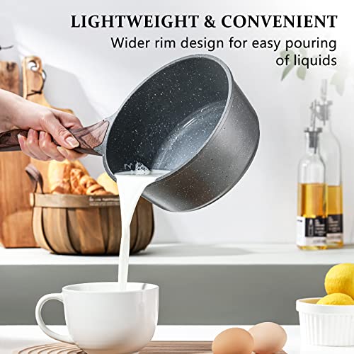 SENSARTE Nonstick Sauce Pan with Lid, 2.5QT Medium Sauce Pot with Swiss Granite Coating, Stay-cool Handle, Multipurpose Handy Little Saucepan, Induction Capable, PFOA Free