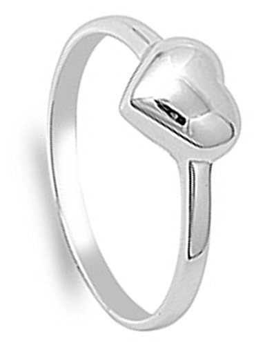 Sterling Silver Women's Plain Cute Heart Ring Promise 925 Band 7mm Size 6