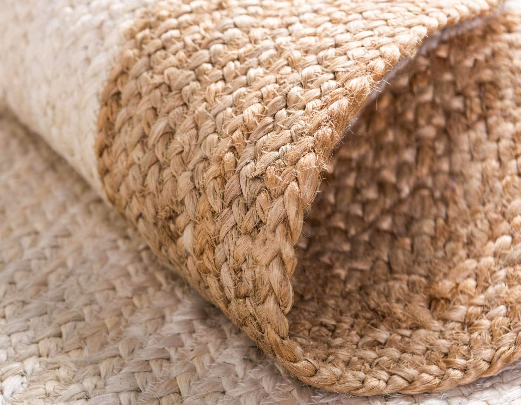 Unique Loom Braided Jute Collection Hand Woven Natural Fibers Ivory Round Rug (3' 3 x 3' 3)