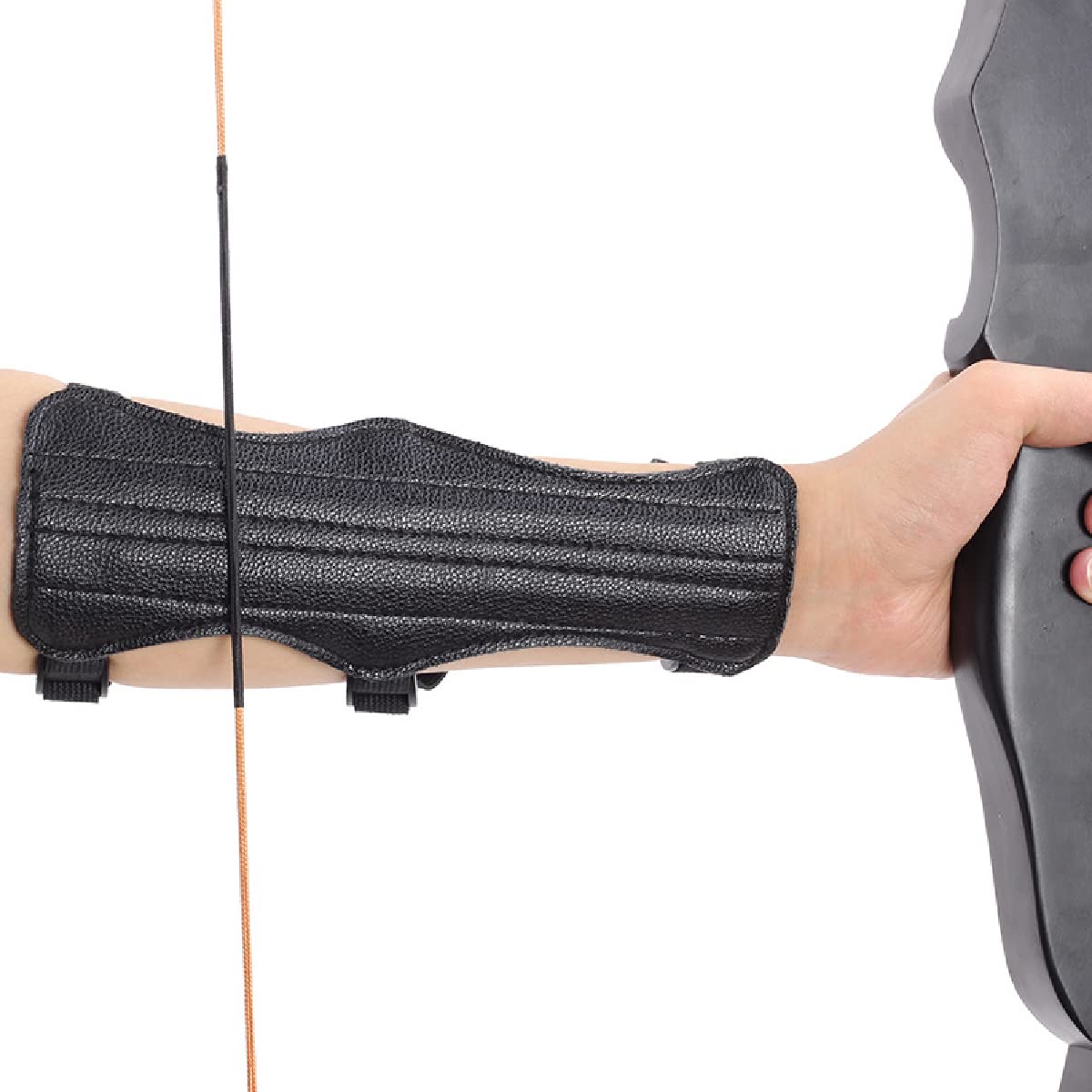 TRIWONDER Archery Arm Guards & Arrow Finger Tab Finger Saver Set Adjustable Straps Archer Shooting Arm Protector for Hunting Shooting (Black with Finger Tab)