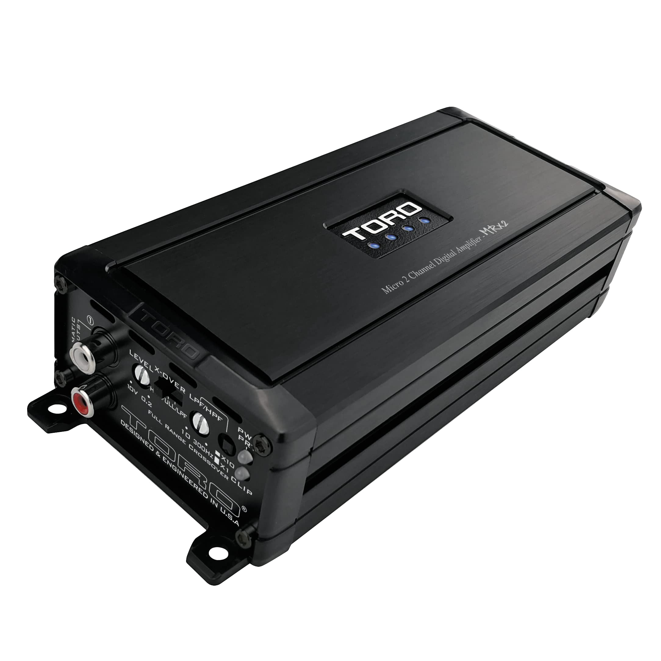 TORO TECH β MRx2, 110w x 2 RMS @ 4 Ohm β 150w x 2 RMS @ 2 Ohm Micro Sized Multi Channel Car Amplifier, Sound Quality Class D Design, Built-in Auto Sensing Turn-On, Full Range or Subwoofer Speaker