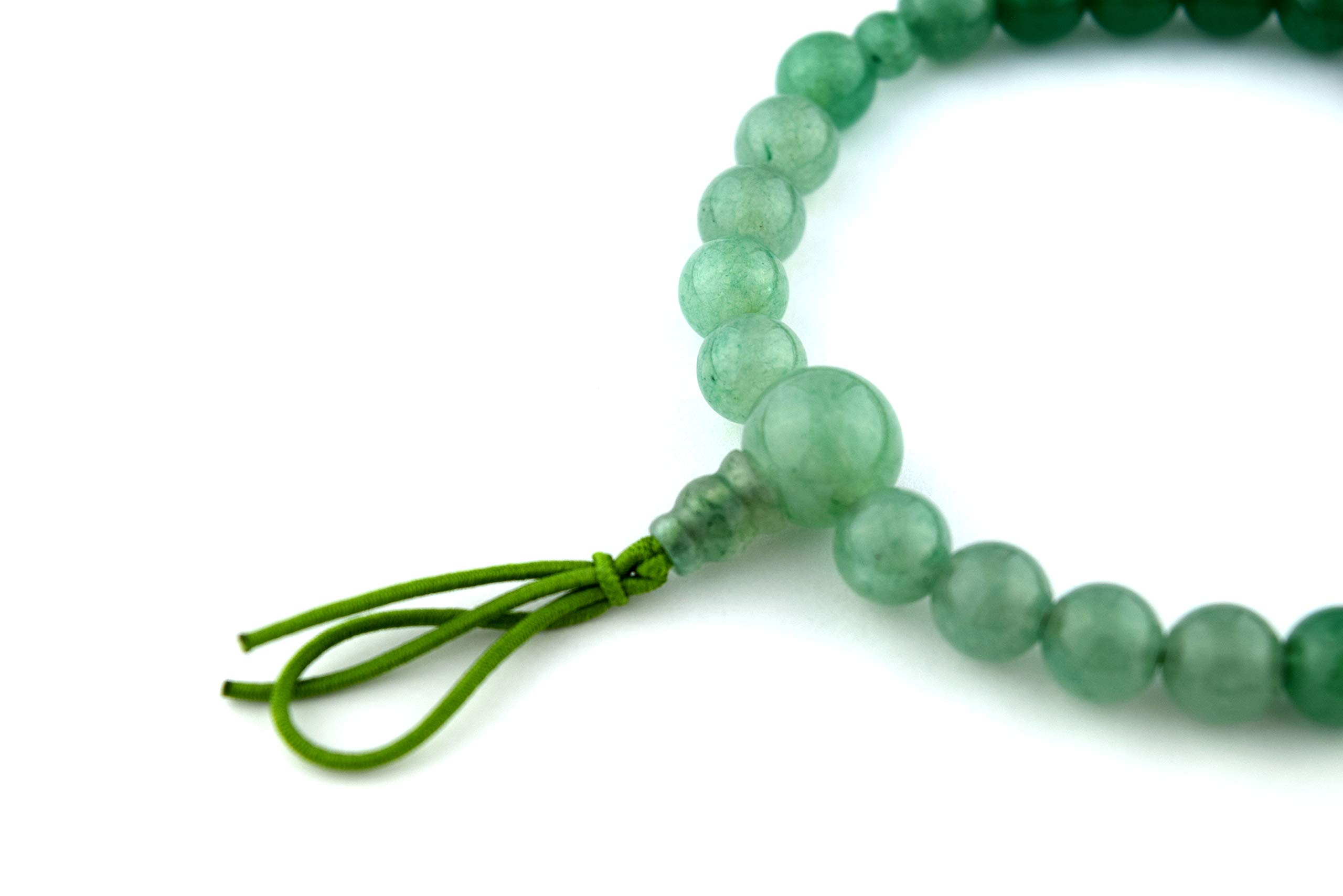 京都あさひ屋 Green Aventurine Quartz Indian Jade Gradation Stone Bracelet Women Men elastic bangle Kyoto mala beads (Rosary)