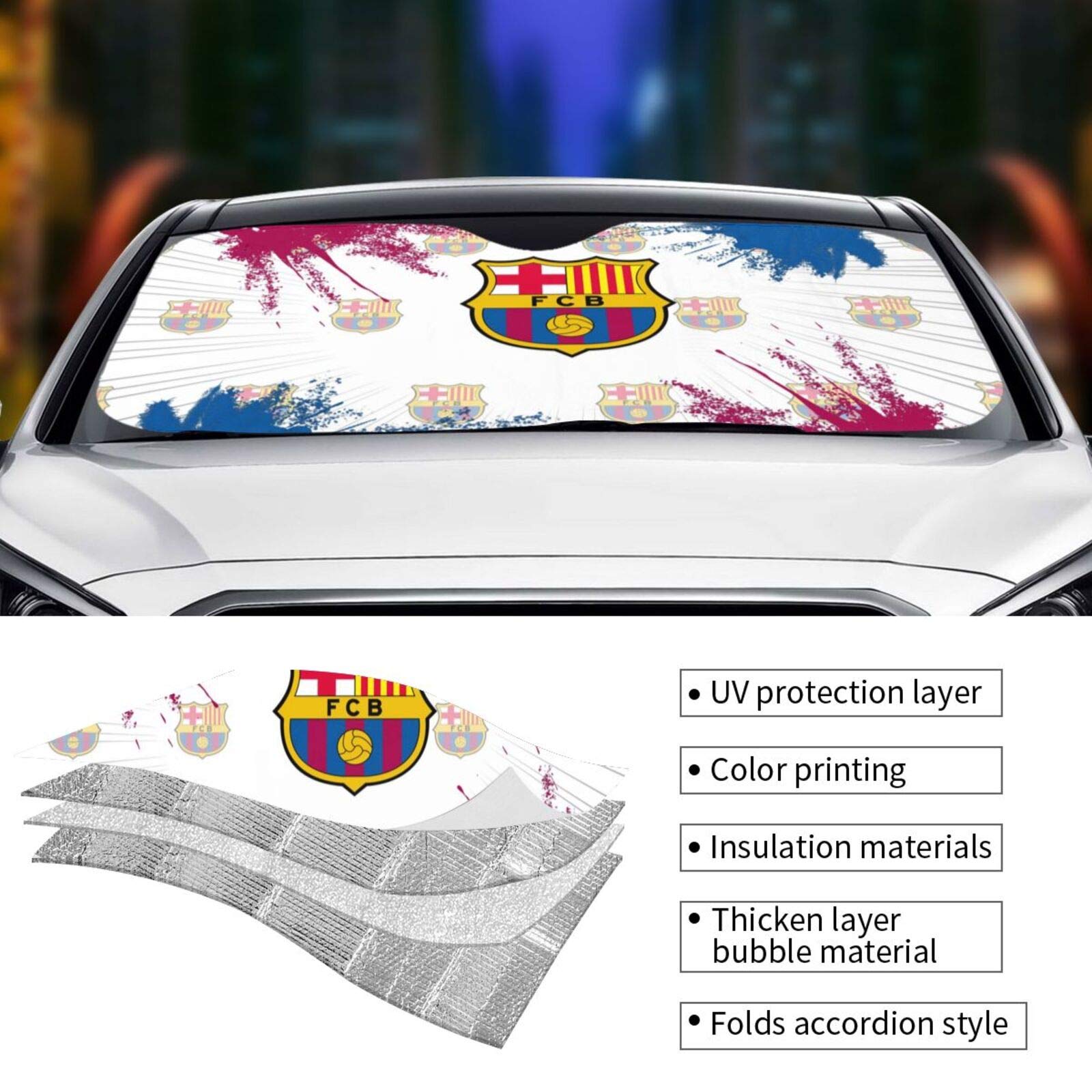 Team ProMark Barcelona Car Windshield Sun Cover Foldable Sun Shield Blocks UV Rays Auto Front Window Windshield Sunshade Protector Vehicle Interior(Medium