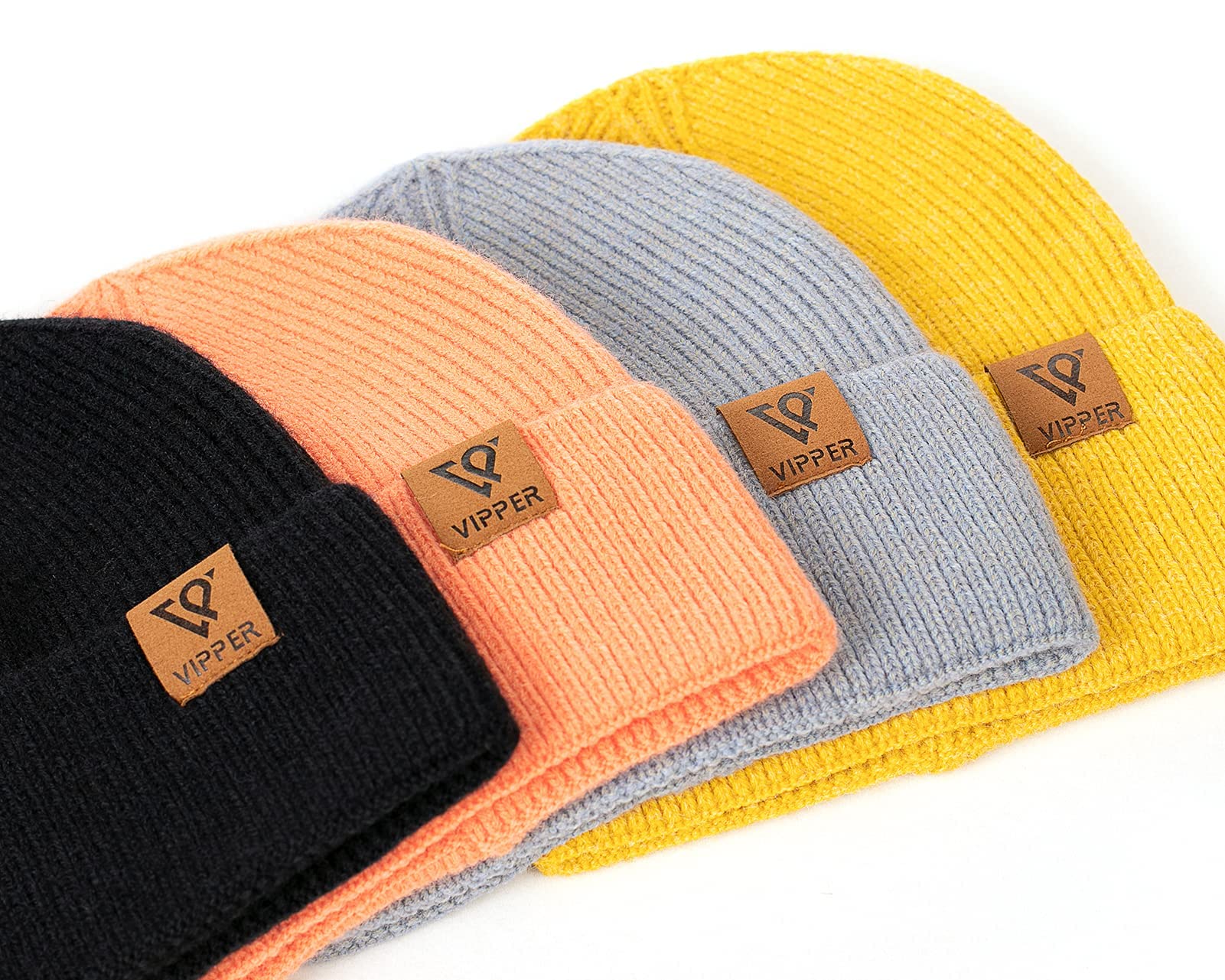 VIPPER Men Beanie Knit Skull Cap Warm Stocking Hat Guys Women Winter Cuff Cuffed Beanie Hats Black
