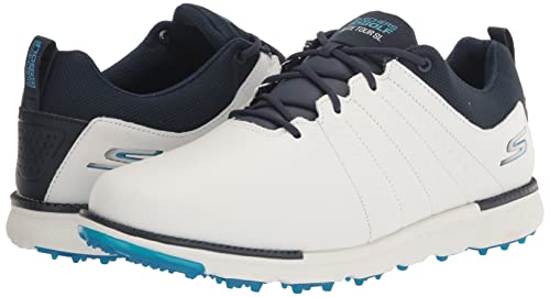 Skechers mens Elite Tour Sl Waterproof Golf Shoe, White/Navy, 11 US