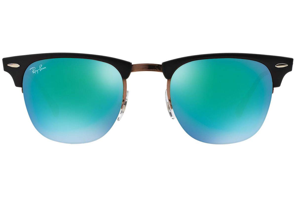 Ray-Ban Men's RB8056 Titanium Square Sunglasses, Shiny Light Brown/Green Mirror Green, 49 mm