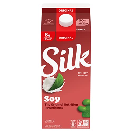 Silk Soymilk, Original, Dairy-Free, Vegan, Non-GMO Project Verified, Half Gallon, 64 Fl Oz