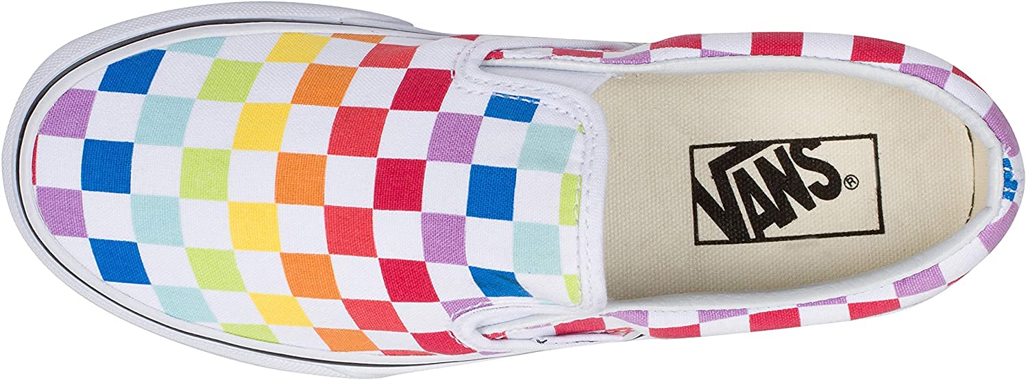 Vans Unisex Authentic Skate Shoe Sneaker (6.5 Women / 5 Men M US, (Checkerboard) Rainbow/True White 7267)