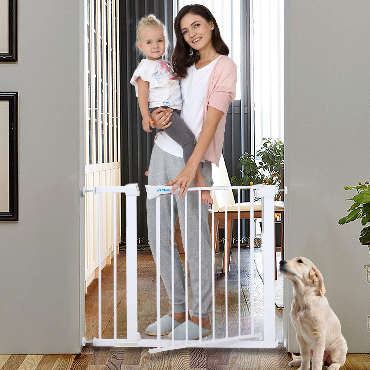 Safety Baby Gate,29.5-40.5 inch Auto Close Features,Luxury Extra Tall&Wide Child Gate, Heavy-Duty gate, Easy Walk-Thru pet Gate for The House, Stairs, Doorways & Hallways. (Applicable 29.5''-40.5'')