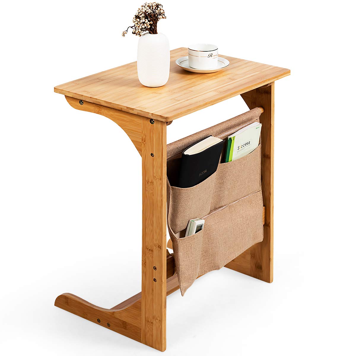 Tangkula Sofa Side Table, TV Tray Couch Snack Table Overbed Table, Laptop Desk End Table Modern Furniture for Home Office