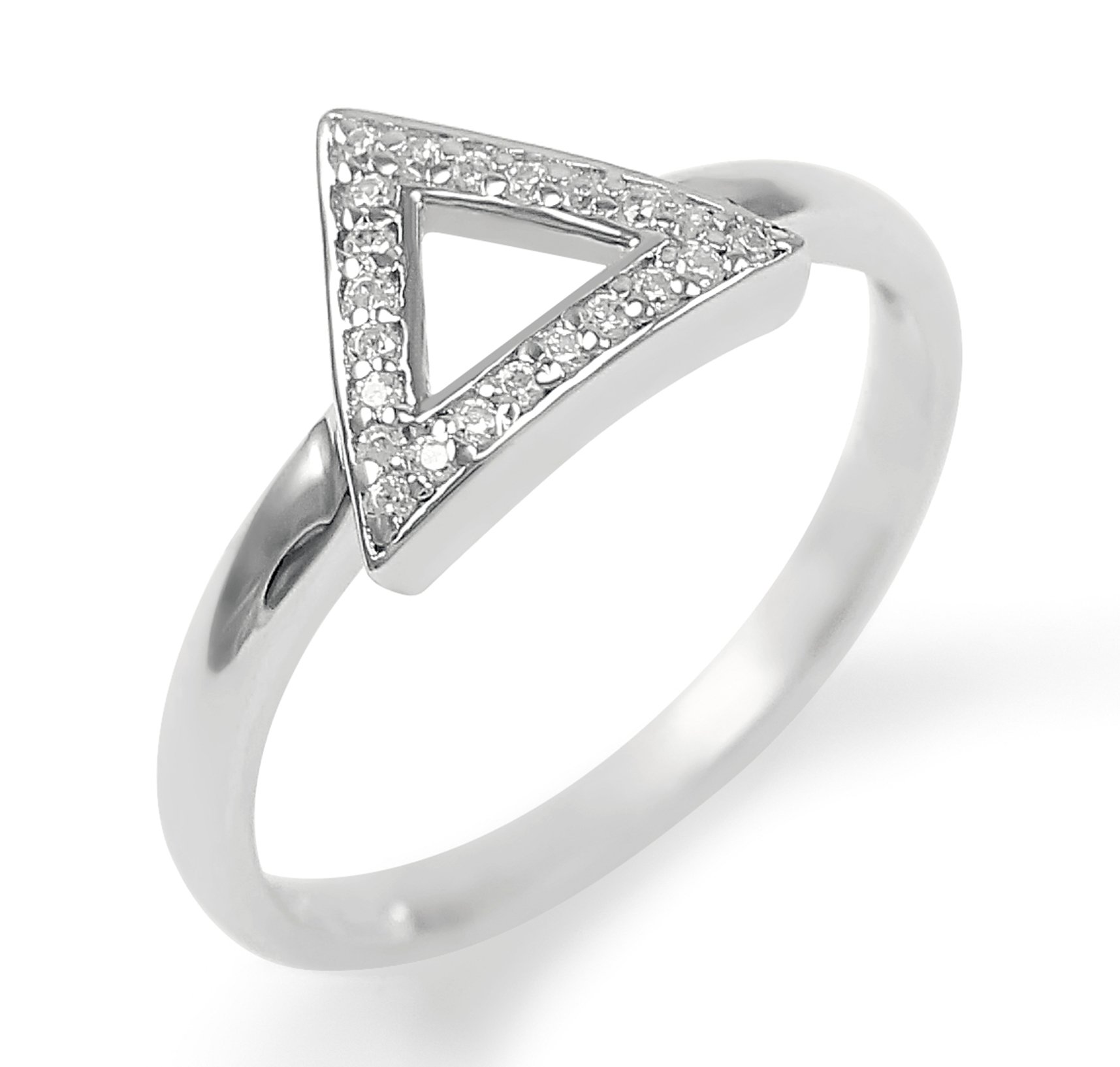 The Collegiate Standard Delta- Geometric inspired Triangle Sterling Silver Ring with CZs (5)