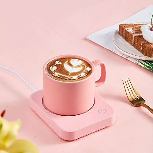 VOBAGA Coffee Mug Warmer with 4 Hours Auto Shut-Off, Coffee Warmer Plate for Office Home Desk Use with 3 Temperature Settings, Electric Cup Warmer for Cocoa,Tea, Milk, Water, Pink (No Cup)