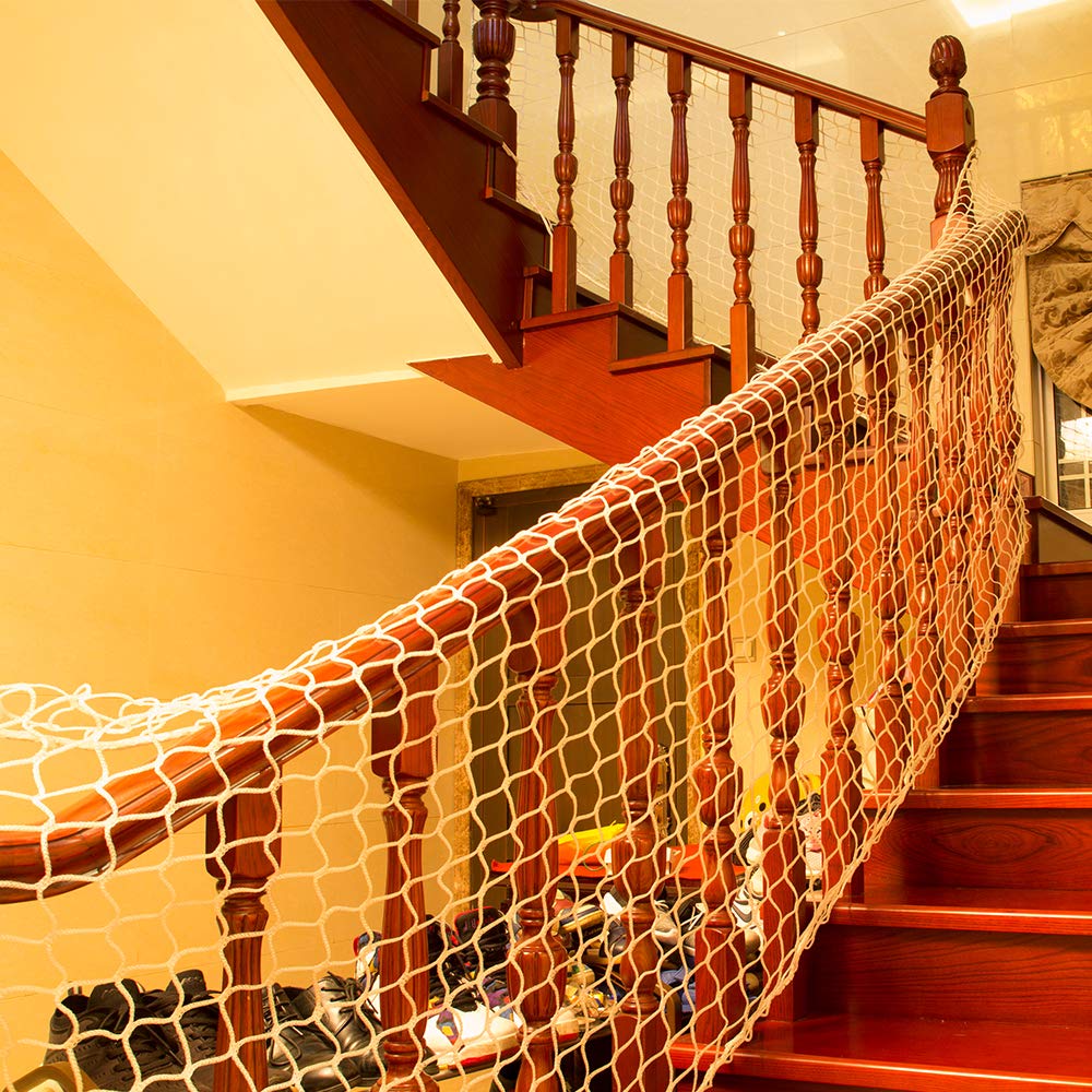 Safety Stairs Rail Net Child Proofing Balcony Banister Railing Guard Baby Proof Stair Guards Mesh Indoor 16.4ft x 3.2ft( 5mx1m) White