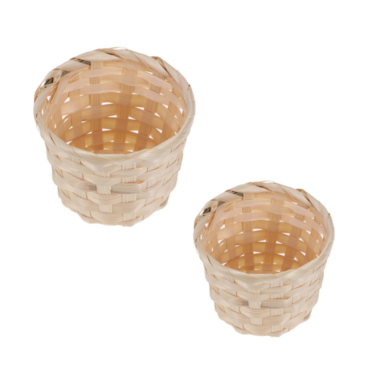 SAFIGLE 4pcs Toy Storage Bins Bamboo Storage Basket Weaving Organizer Woven Storage Basket Wicker Storage Baskets Weave Basket Decorative Storage Baskets Round Wicker Basket Desktop Wooden